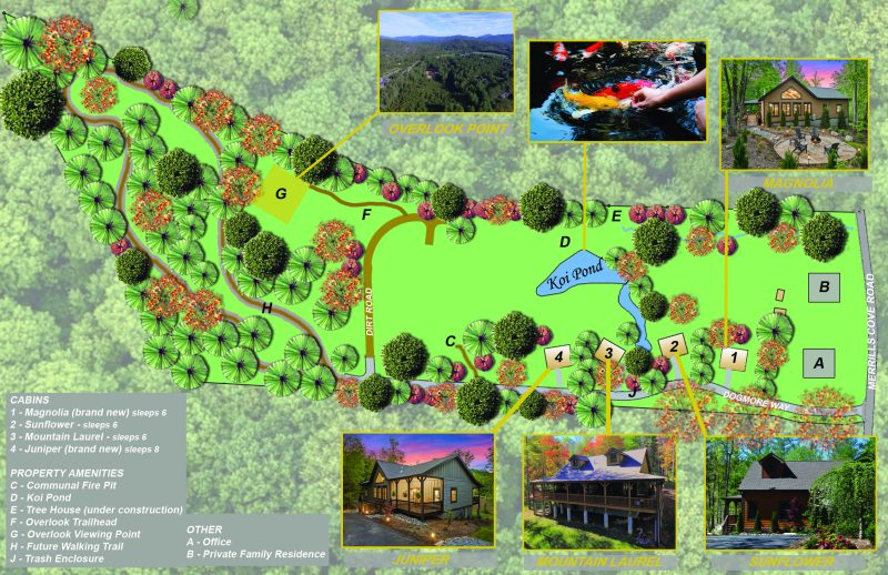 Property Map - Asheville Country Cabins